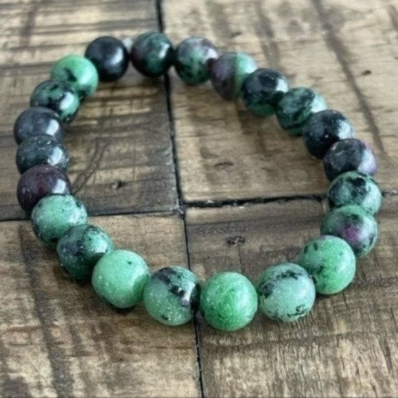 wild river gems | Accessories | 8mm Ruby Zoisite Stretch Bead Bracelet | Poshmark